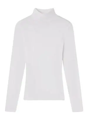FRAME Rib Knit Turtleneck Top - White