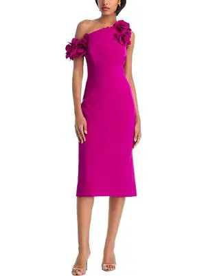 Rickie Freeman For Teri Jon Flower Trim Sheath Dress - Cerise