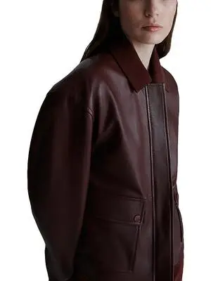 Marella Doga Leather Jacket - Bordeaux