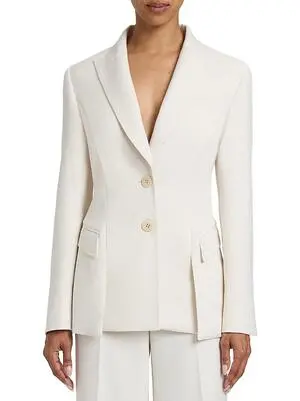 Santorelli Mimi Soft Stretch Crepe Double Button Jacket - Sandstone