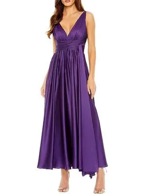 Mac Duggal Ruched Halter Gown - Purple
