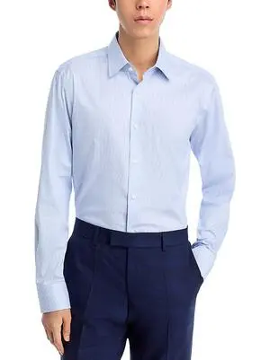 BOSS Joe Stretch Striped Button-front Shirt - Light Pastel Blue