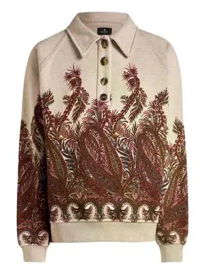 Etro Paisley Print Polo Neck Sweatshirt - Neutrals