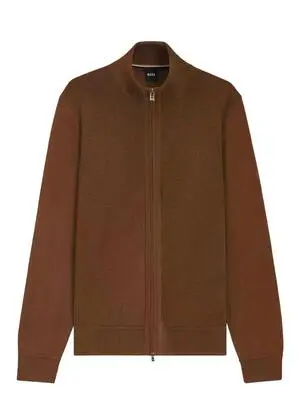 BOSS Textured Knit Zip-Up Cardigan