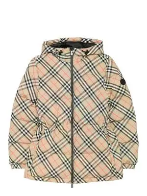 Burberry Check Pattern Puffer Jacket - Neutrals