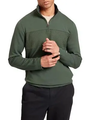 Ted Baker London Textured Panel Half Zip Sweatshirt - Dark Green