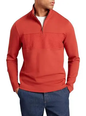 Ted Baker London Textured Panel Half Zip Sweatshirt Dark Orange