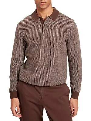 Ted Baker London Ardo Textured Front Knitted Polo Shirt - Dark Brown