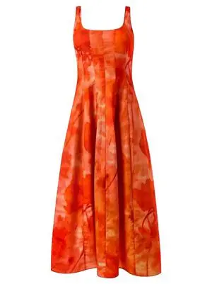 Alejandra Alonso Rojas Darted-seams Floral Print Midi Dress - Red