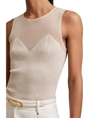 REISS Darcey Mesh Sweetheart Vest Top - Pink Neutral