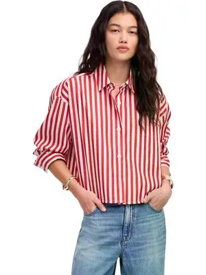 Madewell Poplin Straight-hem Shirt - Cerise