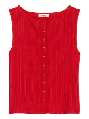 Madewell Ribbed Crewneck Shell Top - Cherry Red