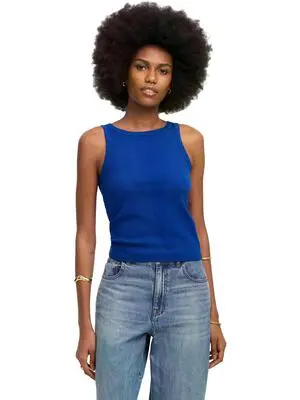 Madewell Regenerative Cotton High-Neck Tank Brilliant Sapphire