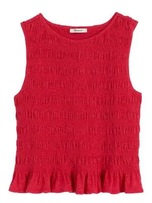 Madewell Smocked Boatneck Tank Watermelon