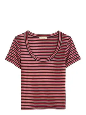 Madewell Generative Cotton Ribbed Scoopneck Tee Dark Fig