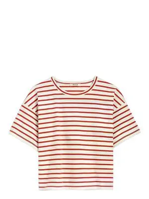 Madewell Everyday Boxy Crop Tee In Stripe - Lighthouse