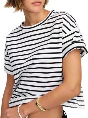 Madewell Everyday Boxy Crop Tee In Stripe - White