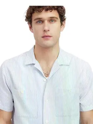 Madewell Camp Collar Short-sleeve Shirt In Everyday Twill - Hydrangea