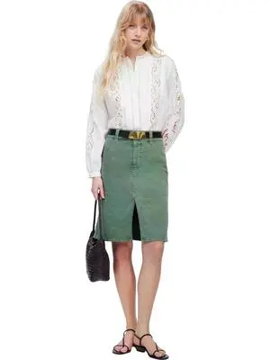 Madewell Cotton Utility Midi Skirt - Green