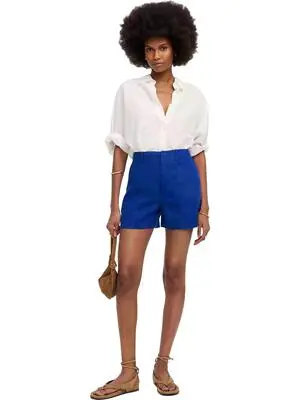 Madewell Pintucked Linen Shorts - Bright Sapphire