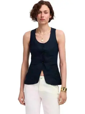 Madewell Linen Scoopneck Cutaway Vest - Juniper Berry
