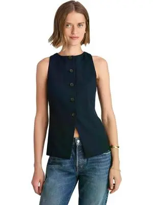 Madewell Crewneck Cutaway Vest In Drapey Twill - Midnight Navy