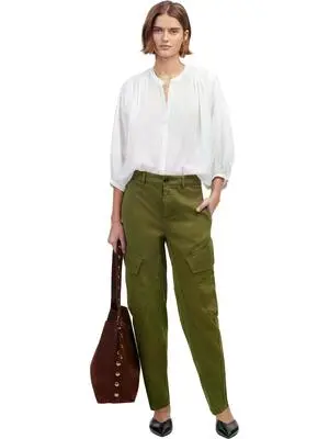 Madewell The Petite Barrel-leg Utility Pant In Garment-dyed Twill - Desert Olive
