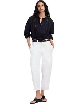 Madewell The Petite Barrel-Leg Utility Pant In Garment-Dyed Twill White