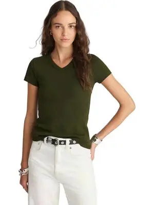 Madewell The '90s V-neck Baby Tee - Bronzed Avocado