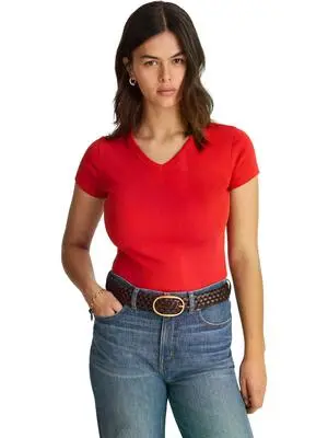 Madewell The '90s V-neck Baby Tee - Cherry Red