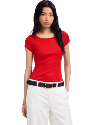 Madewell Generative Cotton Ribbed Cap-Sleeve Tee Festival Red