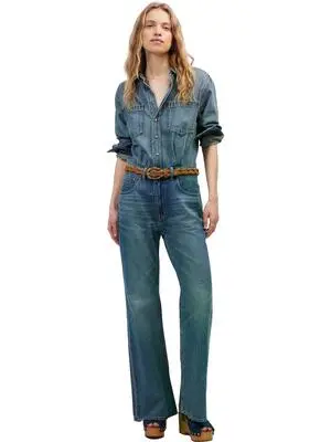 Madewell Denim Relaxed Flare Jumpsuit - Croswell Wash