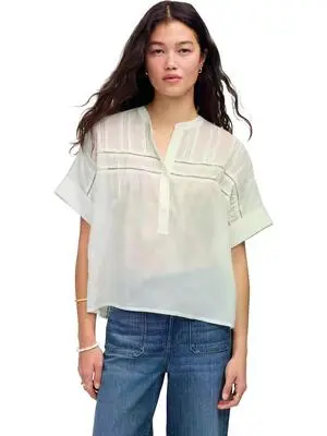 Madewell Lace-inset Pintucked Henley Top - White