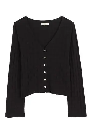 Madewell Basket-weave Stitch Long-sleeve Tee - Jet Black