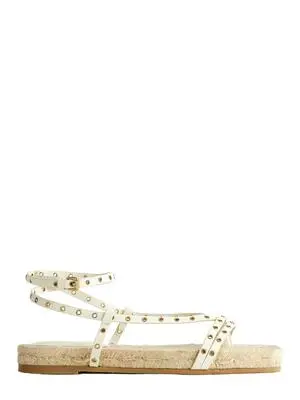 Madewell The Mira Embellished Leather Espadrille Thong Sandals - Ivory