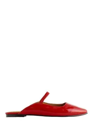 Madewell The Greta Ballet Flat Mule In Patent Leather - Cherry Red