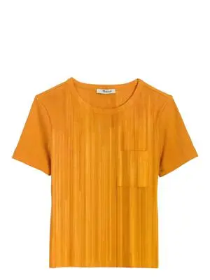 Madewell Garment-Dyed Ribbed Crewneck Pocket Tee Pollen