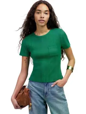 Madewell Garment-dyed Ribbed Crewneck Pocket Tee - Verdant Green