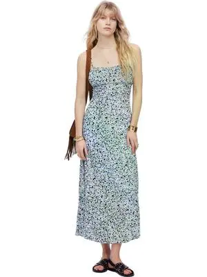 Madewell Ruched Sweetheart Sleeveless Midi Dress - Stella Floral Peri