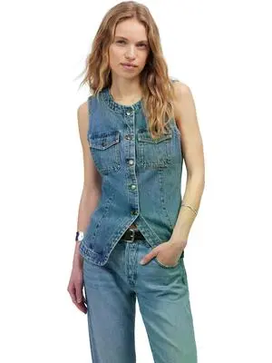 Madewell Denim High Crewneck Vest - Billings Wash