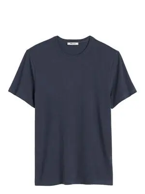 Madewell Allday Tee In Cotton-Linen Blend Sunfaded Indigo