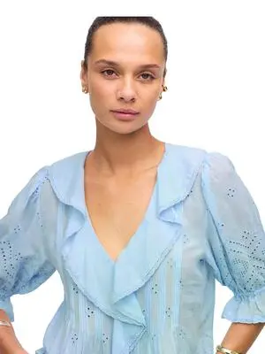 Madewell Ruffled Puff-Sleeve Top Light Pool