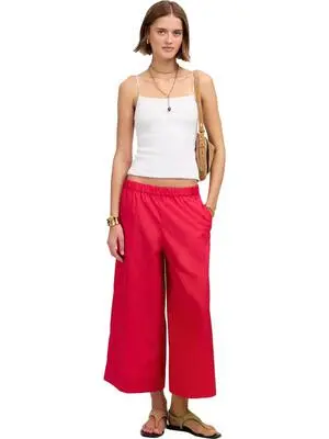 Madewell Cotton Poplin Pull-on Culottes - Watermelon