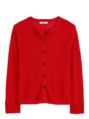 Madewell Linen-blend Crewneck Cardigan - Festival Red
