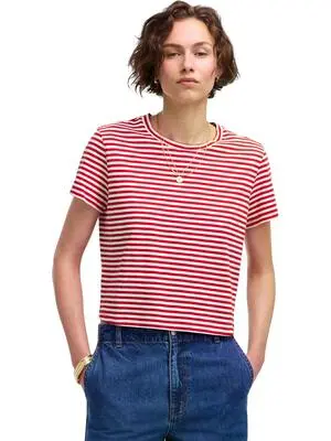 Madewell Boxy Crop Tee In Soft Slub - Festival Red