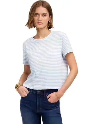 Madewell Easy Crop Crew Tee In Soft Slub - Light Pool