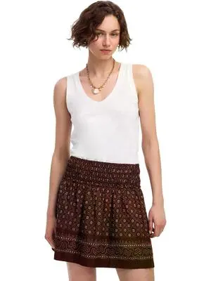 Madewell Ruffled Mini Skirt In Paisley Cotton Voile - Dusty Plum