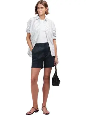 Madewell Drapey Twill Pleated Short Dark Navy