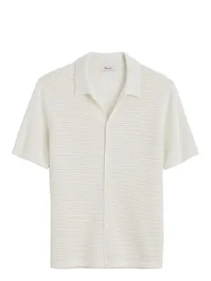 Madewell Open-stitch Button-up Sweater Polo - Soft White