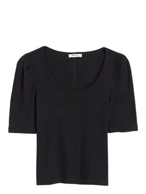 Madewell Puff-sleeve Scoopneck Tee - Jet Black